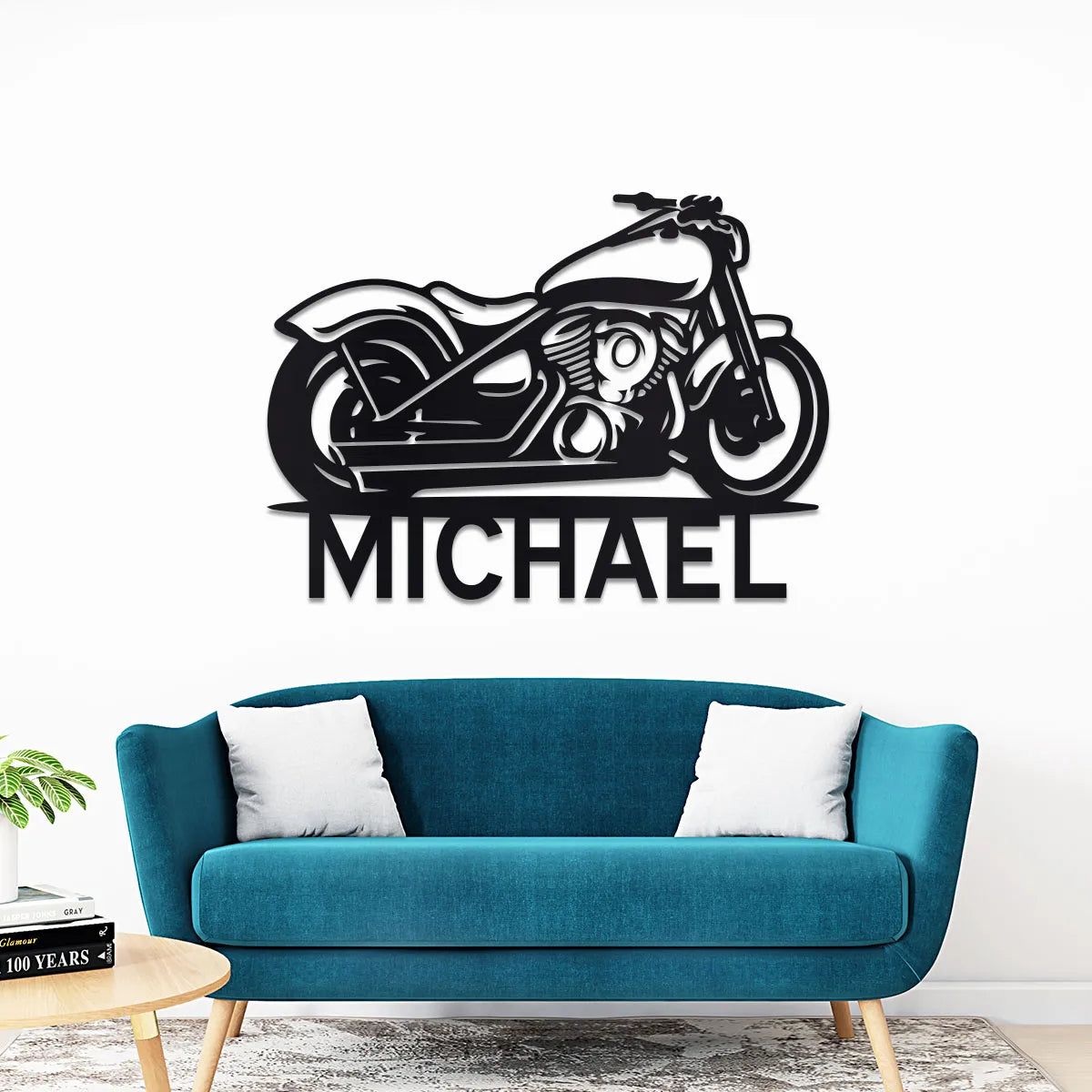 Motorcycle w Name Sign – Apex Metal Signs