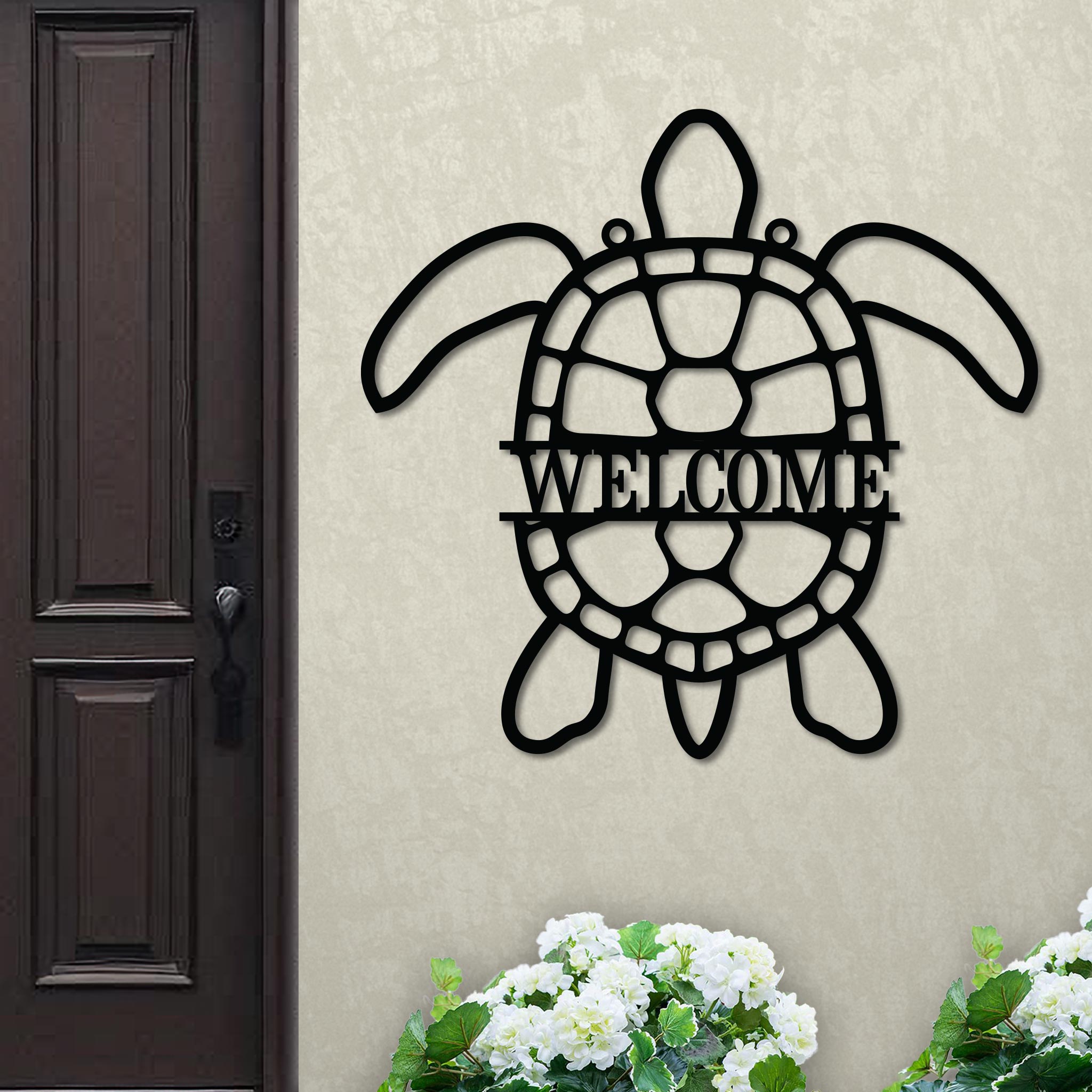 Sea Turtle Welcome Sign - Custom 16-Gauge Steel Plaque | Apex Metal Signs